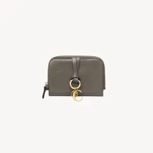 Chloé Alphabet Bi-fold Wallet In Shiny Leather Grey