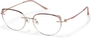 Zenni Cat-Eye Full Rim Mixed Frame Glasses Champagne