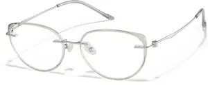 Zenni Cat-Eye Full Rim Mixed Frame Glasses Gray