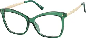 Zenni Cat-eye Full Rim Mixed Frame Glasses - Green