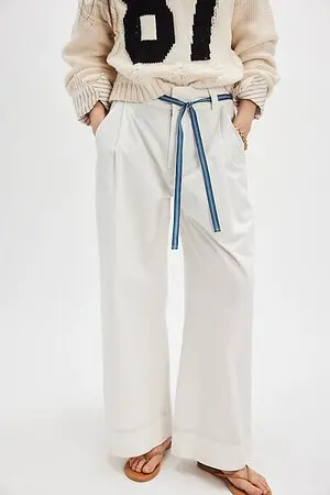 Free People Buckle Back Trousers - Snow White
