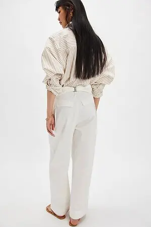 Free People Buckle Back Trousers - Snow White