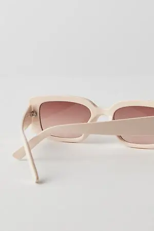 Free People Frankie Rectangle Sunglasses - Crystal Cream W/tonal