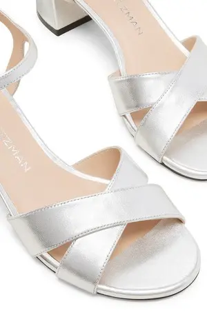 STUART WEITZMAN Dayna Ankle Strap Sandal - Silver/silver