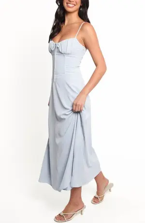 PETAL & PUP Nadina Lace Up Back Midi Dress