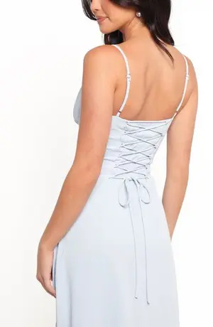 PETAL & PUP Nadina Lace Up Back Midi Dress