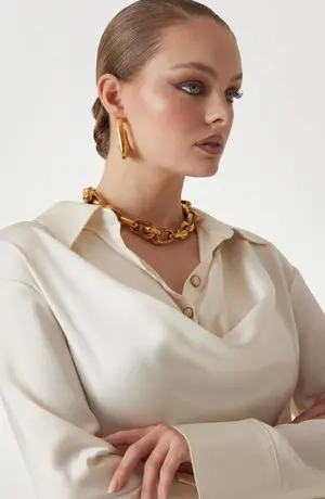 MARCIANO Linda Satin Polo Top