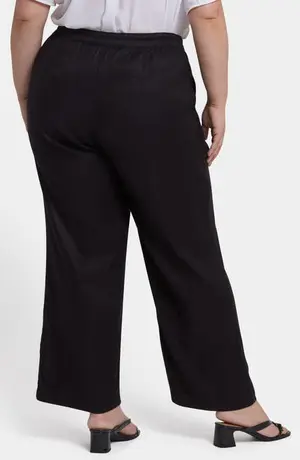 NYDJ Drawstring Relaxed Fit Linen Blend Pants - Black