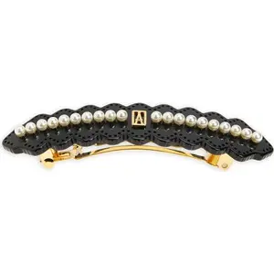 Alexandre De Paris Faux Pearl Embellished Barrette - Black