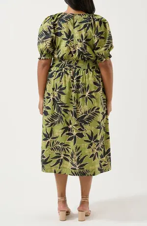 ESTELLE Wildleaf Print Midi Dress - Green Print