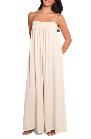 PETAL & PUP Abegail Wide Leg Jumpsuit - Cream