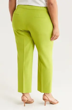 KASPER Flat Front Slim Pants - Kiwi