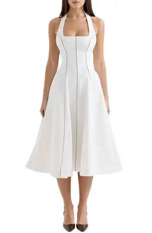 House Of Cb Loulou Halter Dress - Ivory