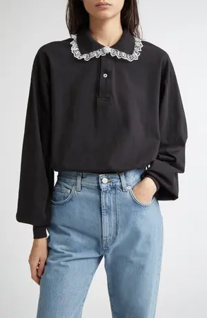 TANNER FLETCHER Gender Inclusive Lace Trim Polo