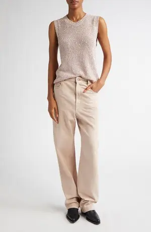 GOLDEN GOOSE Sequin Mesh Knit Tank - Shadow Gray