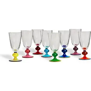 La DoubleJ Perfetto Wine Glasses Set Of 8 - Mix Multicolor