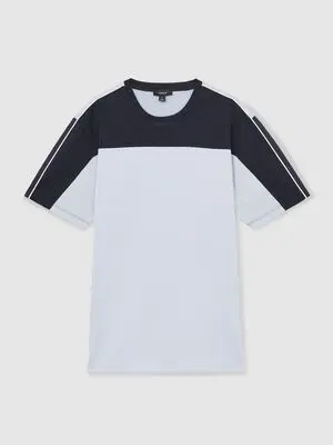REISS Otis Mercerised-cotton Colour-block T-shirt