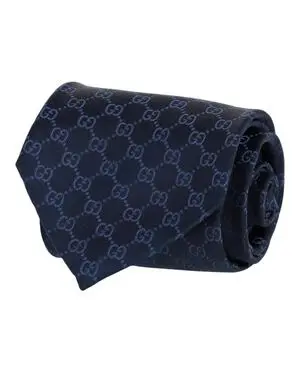 Gucci Gg Supreme Silk Neck Tie - Blue