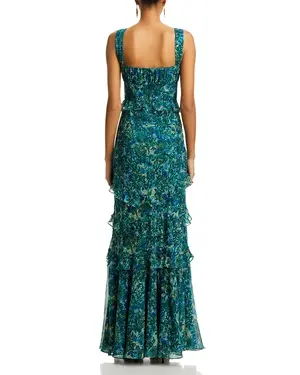 green emerald velvet dress Electric Green Sequin Strapless Gown main image 1