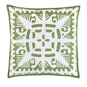 ANNIE SELKE Knight Wood Cutwork Euro Sham - Olive