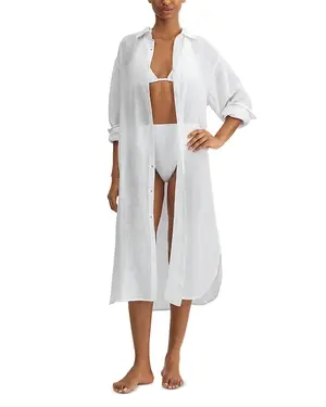 Polo Ralph Lauren Boyfriend Maxi Shirt Swim Cover-up - Cream White
