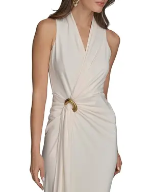 Donna Karan New York Ruched Gown With Hardware Trim - Pristine