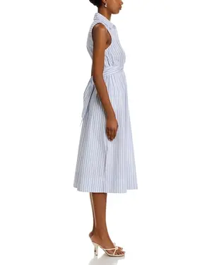 Derek Lam 10 Crosby Shanaya Front Wrap Poplin Striped Dress