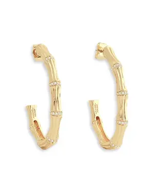 ANABEL ARAM Pave Bamboo Single Hoop Earring - Gold