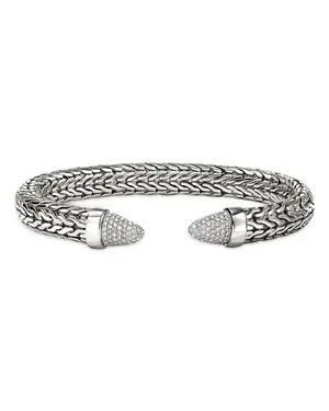 John Hardy Sterling Diamond Pave Spear Cuff Bracelet - Silver