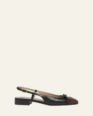 Valentino Garavani Slingback Ballerina Pumps - Nero/coffee