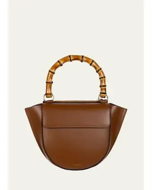 WANDLER Wandler Hortensia Mini Leather Top-Handle Bag Saddle