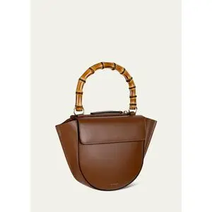 WANDLER Hortensia Mini Leather Top-handle Bag - Saddle