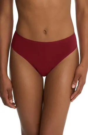 Natori Bliss Bare Cotton Thong - Dk Red