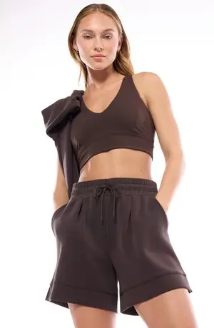 Zella High-waist Knit Shorts - Brown Mole