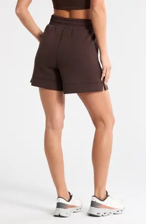 Zella High-waist Knit Shorts - Brown Mole