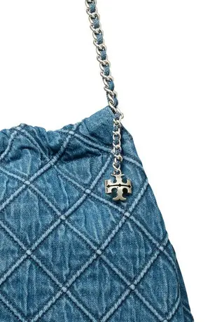 Tory Burch Fleming Soft Quilted Hobo Bag - Denim