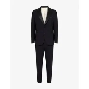Eleventy Single-breasted Regular-fit Stretch-wool Tuxedo Suit - Black