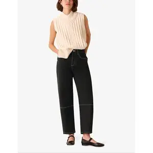 Whistles Contrast-stitch Barrel-leg Denim Jeans