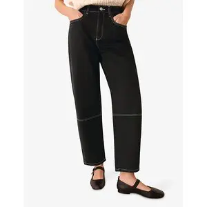 Whistles Contrast-stitch Barrel-leg Denim Jeans