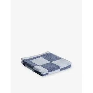 HAY Check-pattern Cotton Wash Cloth - Steel Blue