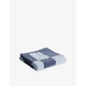 HAY Check-pattern Cotton Hand Towel - Steel Blue