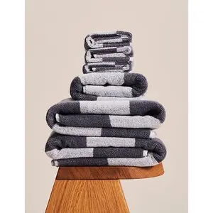 HAY Check-pattern Cotton Hand Towel - Steel Blue