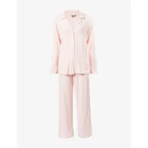 Eberjey Gisele Piped-trim Stretch-jersey Pyjamas Xl Petal Pink/ivory