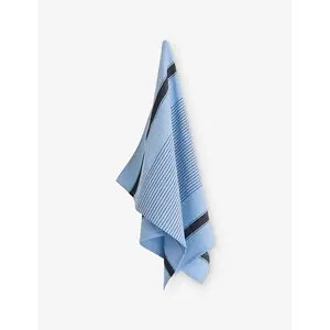 HAY Linear Striped Cotton And Linen Tea Towel - Sky Blue