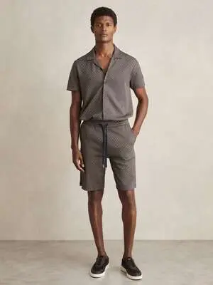 REISS Ezra Geometric Jacquard Drawstring Shorts