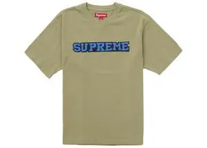 Supreme Satin Appliqué Short Sleeve Top Light Olive