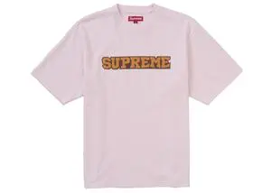 Supreme Satin Appliqué Short Sleeve Top Light Pink