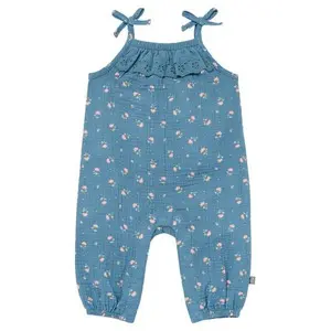 MODERN MOMENTS™ BY GERBER Sleeveless Ruffle Romper - Teal Aster Flower