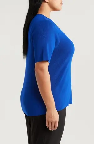 TAHARI ASL Short Sleeve Sweater - Cobalt