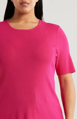 TAHARI ASL Short Sleeve Sweater - Raspberry
